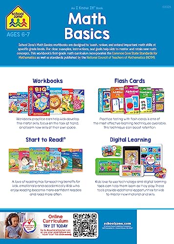 Snapklik.com : School Zone Math Basics 1 Workbook: 32 Pages, 1st Grade ...