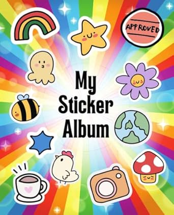 My Sticker Album: Sticker Collecting Album Rainbow Lights Theme Blank ...