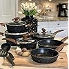 Amazon.com: Kitchen Academy Induction Cookware Sets - 12 Piece Cooking Pan Set, Granite Black ...