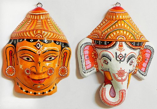 Parvati and Ganesha Mask - Wall Hanging - Papier Mache : Amazon.in ...