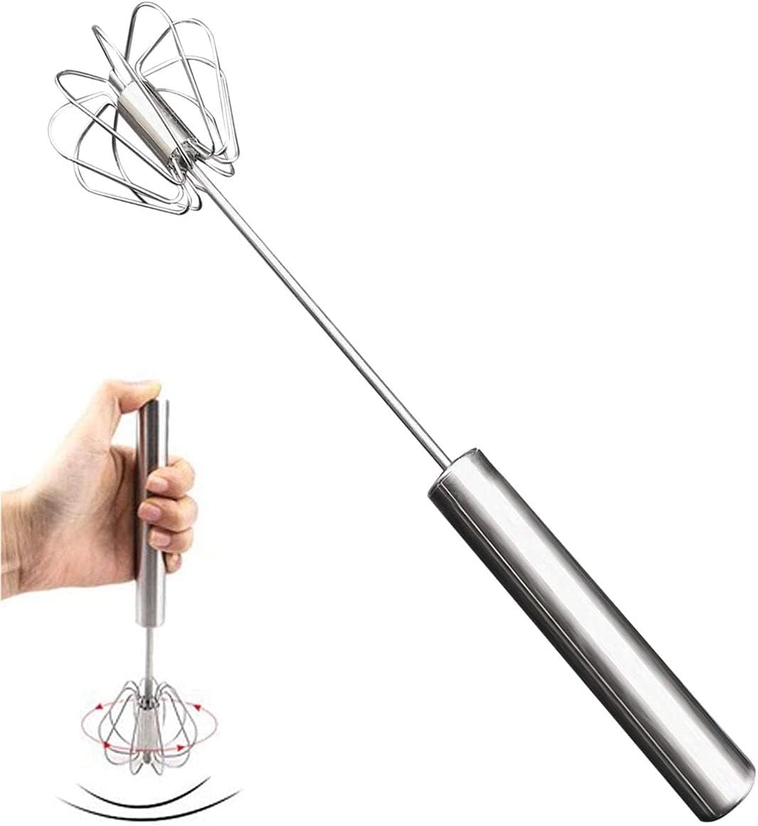 Egg Whisk Stainless Steel Hand Push Whisk Egg Blender Semi-Auto ...
