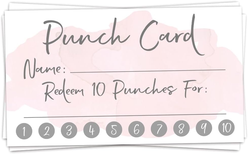 Amazon.com : 50 Pink Watercolor Reward Punch Cards | Customer Loyalty ...