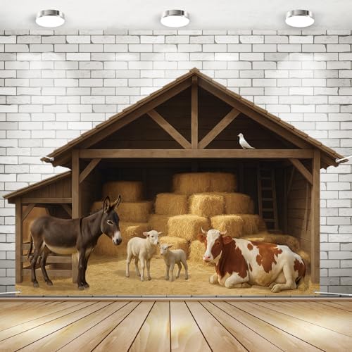 Amazon.com : Panelee 9.8x6.5ft Christmas Nativity Backdrop Decoration ...