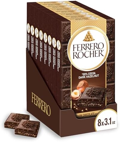 Amazon.com : Ferrero Rocher Premium Chocolate Bars, 8 Pack, Dark ...