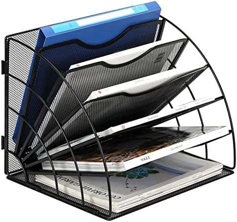 EasyPAG Desk File Organizer 6 Compartment Fan-Shaped Filing Paper ...