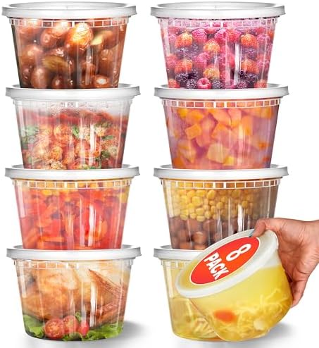 Amazon.com: Stock Your Home 64 oz Plastic Deli Containers with Lids (8 ...