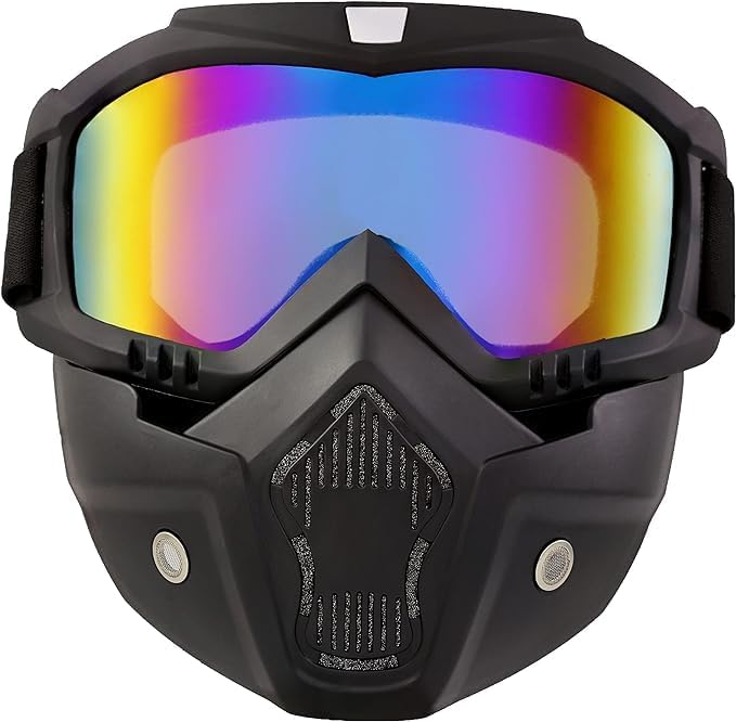 NEW'C Tactical Mask, Retro Motorcycle Goggles with Removable Face Mask ...