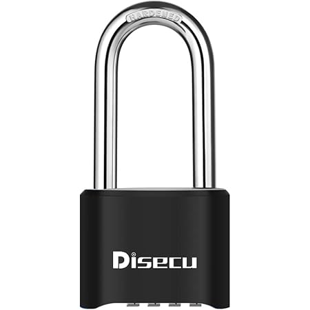 Disecu 2.5 Inch Long Shackle Combination Lock 4 Digit Outdoor ...