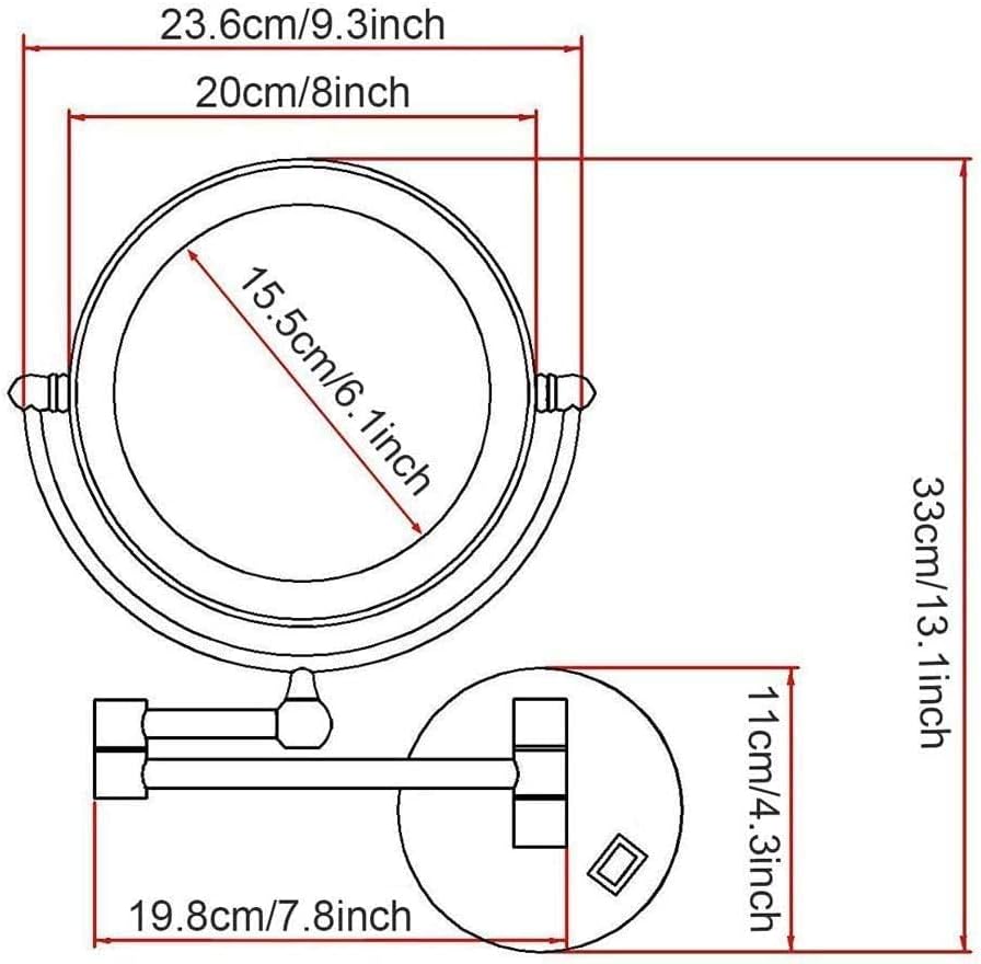 GANGEV 8» Bathroom Mirror Wall Mounted LED Illuminated Make Up Mirror ...