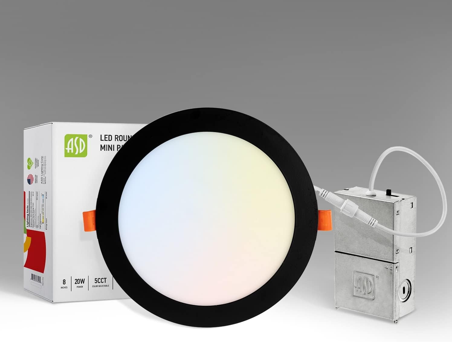 ASD 1 Pack 8 Inch LED Recessed Light 20W, 5 CCT 2700K-5000K CRI90+, IC ...