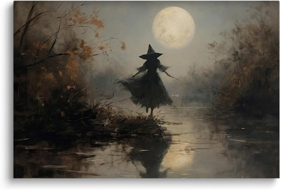 Amazon.com: SKYSUKEY Halloween Decoration Wall Art, Witchy Farmhouse ...