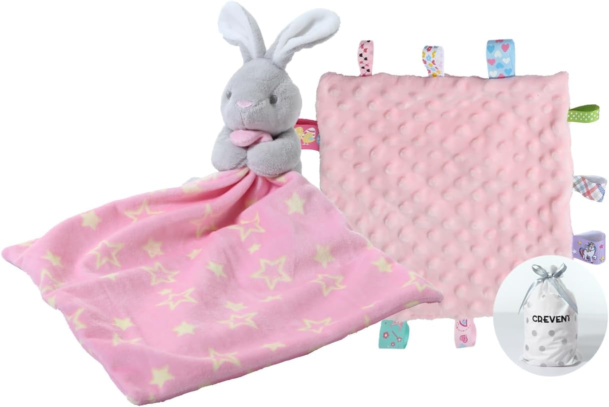 CREVENT Soft Plush Animal Face Security Blankets for Boys and Girls ...