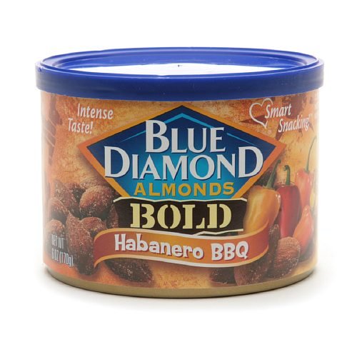 Amazon.com : Blue Diamond Bold Almonds, Can, Habanero BBQÿ6 oz (Pack of ...