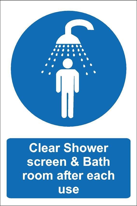 Clear shower screen & bath room after each use - Self adhesive sticker ...