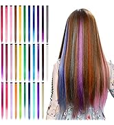 Amazon.com : 32 PCS Clip in Colored Hair Extensions for Kids, 20 Inches ...