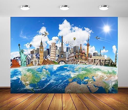 Amazon.com : Yeele 9x6ft Globe Travel Backdrop Earth Map Worldwide ...