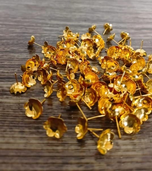 Buy Luckypot German Silver Gold Plated Archana Flower Garland for Pooja ...