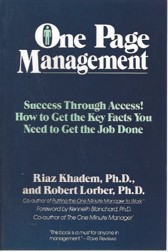 One Page Management: How to Use Information to Achieve Your Goals: Riaz ...