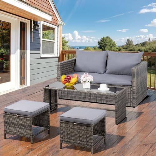 Amazon.com: Shintenchi 3 Pieces Outdoor Patio Furniture Set, Portable ...