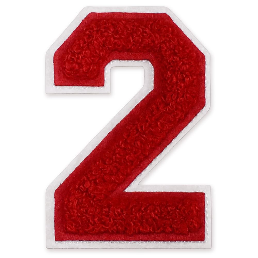 Amazon.com: Number 2 - Chenille Embroidery Varsity Iron-On Patch by pc ...