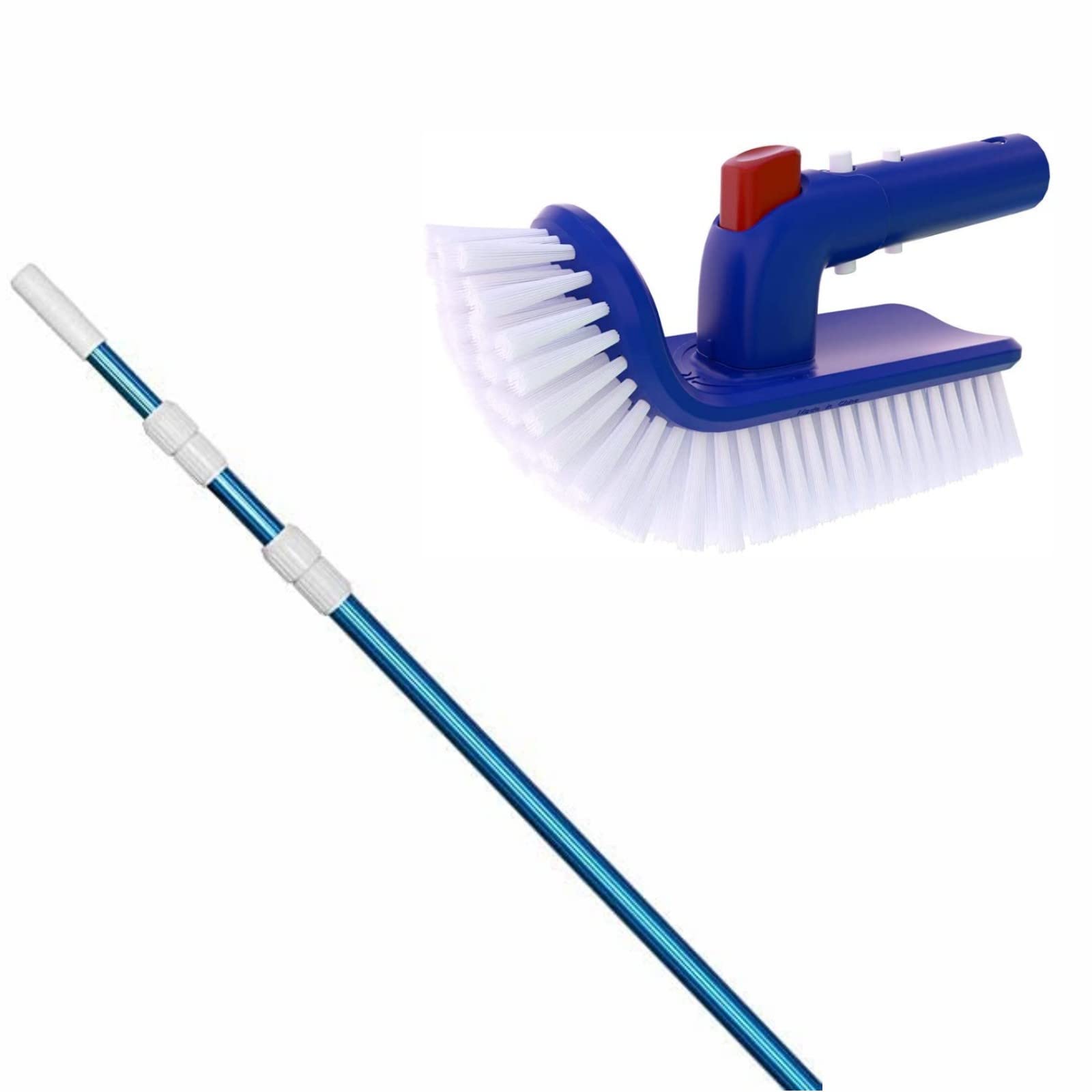 Amazon.com : Pool Corner Brush with 12FT Pool Pole : Patio, Lawn & Garden