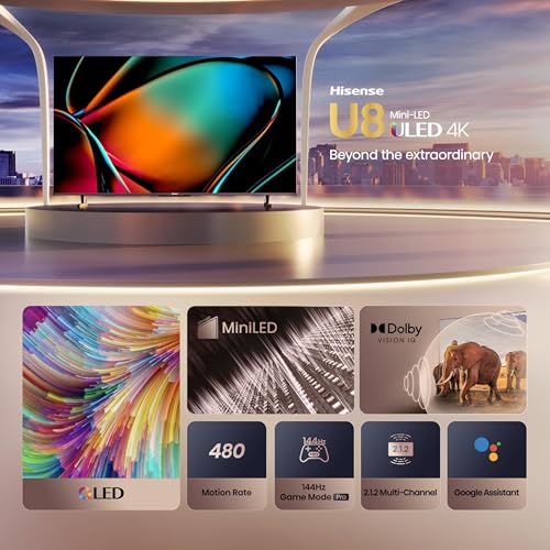 Hisense 100-Inch Class U8 Series Mini-LED ULED 4K UHD Google Smart TV ...
