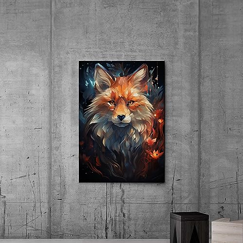 Amazon.com: Brown Fox Canvas Wall Art Wildlife Decor Fox Hunting in the ...