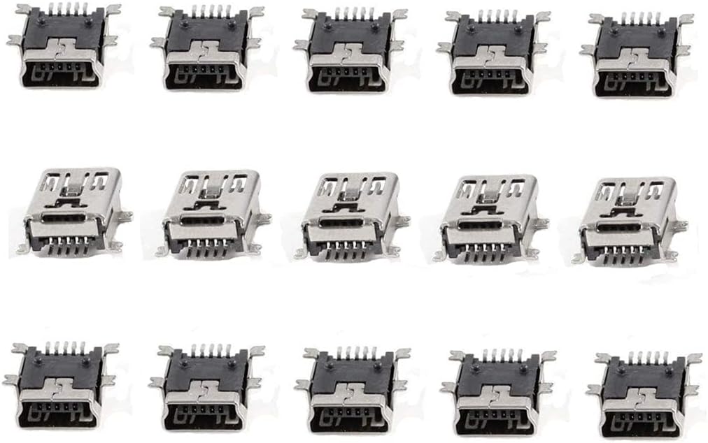 Amazon.com: Mini USB Type B Female Socket, 10 Pcs 5-Pin Right Angle Dip ...