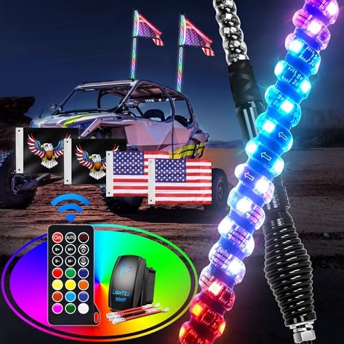 Amazon.com: GOOACC 2PCS 6FT LED Whip Light with Spring Base Spiral RGB ...