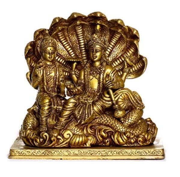 Buy Mero Mandir Brass Lakshmi Nararayn on on Shesh Nag Statue for Puja ...