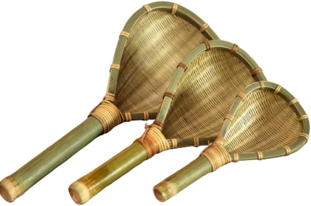 Amazon.com: Bamboo Rice Strainer Wooden Skimmer Colander Scoops ...