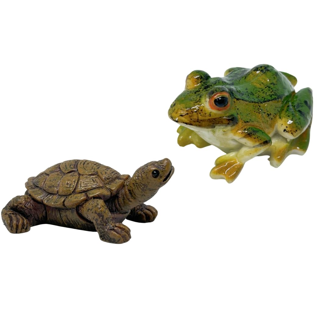 Amazon.com: Qateruc 2 Pack Frog Turtle Statue Miniature, Cute Vivid ...