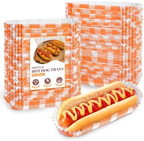 Amazon.com: Ocmoiy 300 Pcs Paper Hot Dog Trays 6 Inch Paper Food Trays ...