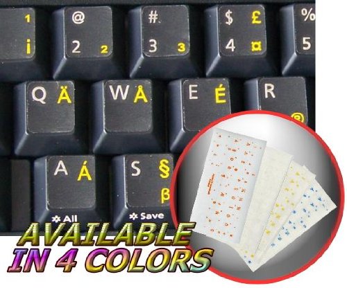 ENGLISH US INTERNATIONAL KEYBOARD STICKERS WITH YELLOW LETTERING ...