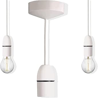 Ceiling Rose Pendant Light Fixture White Light Bulb Holder Ceiling ...