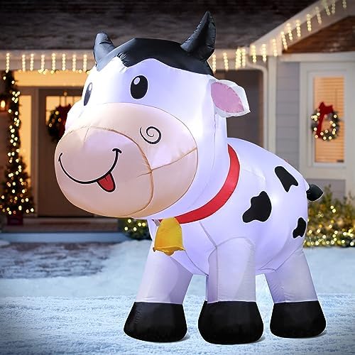 Amazon.com: DomKom 6FT Christmas Cow Inflatables Blow up animals Cute ...