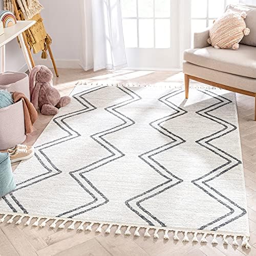 Amazon.com: Well Woven Merri Grey Ivory Geometric Stripes Pattern Stain ...