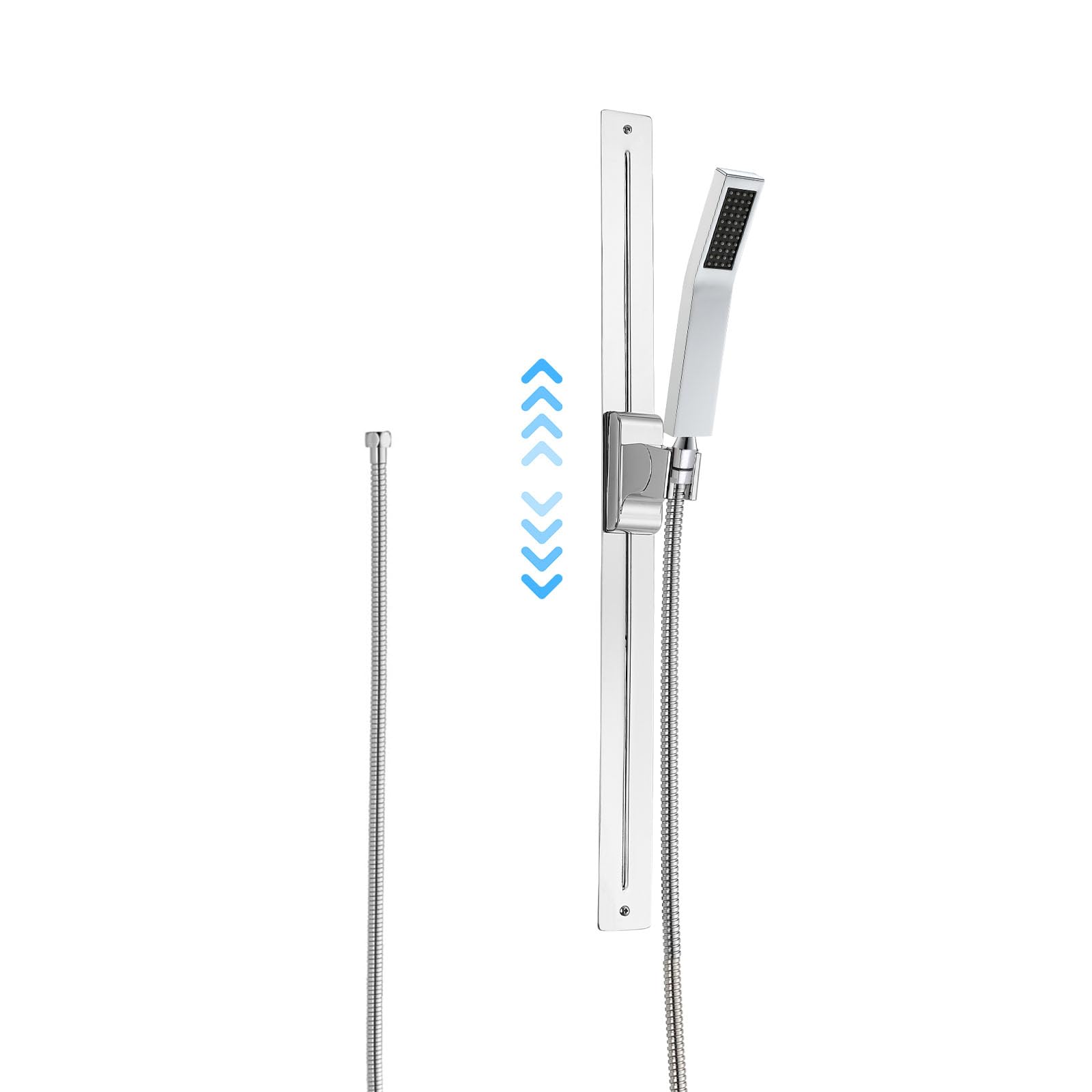 BELLEARLY No Drilling Metal Slide Bar Handheld Shower Head for Bathroom ...