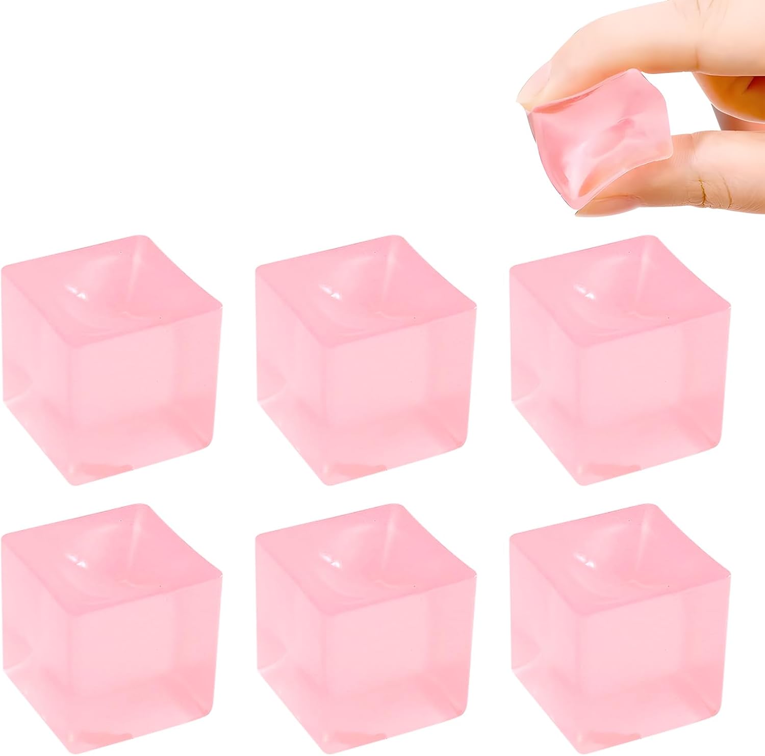 SULIVES Mini Pink Ice Cube Squeeze Toys, 6Pcs Nice Cube Nee Doh Stress ...