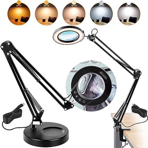 Amazon.com: Magnifying Glass with Light and Stand, Veemagni 8X Real ...