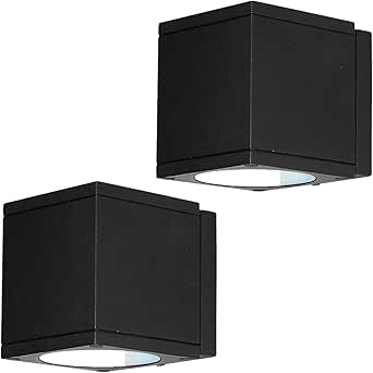 Diodesy- Pack of 2 LFX/CUBE/S/9W/SCT/BK LED Outdoor Cube Up or Down ...