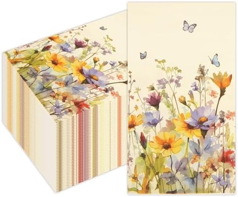 Amazon.com: 100 servilletas de flores desechables de 3 capas de ...