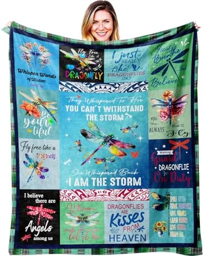 Amazon.com: Dragonfly Throw Blanket Super Soft Fleece Throw Blanket Faith Hope Love Dragonfly ...
