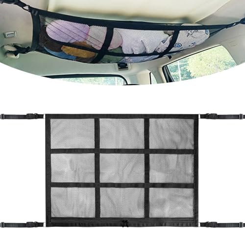 Car Luggage Net, 90 x 65 cm, Universal Double Layer Luggage Net Roof ...