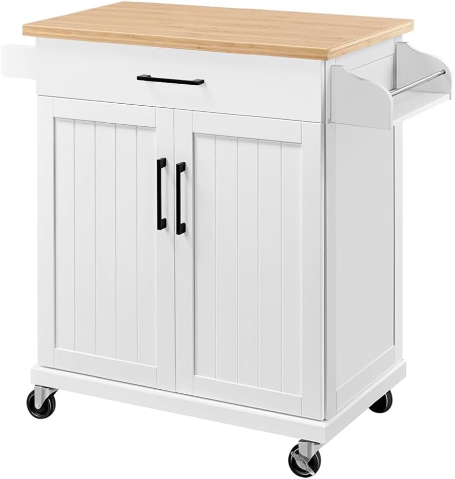 Amazon.com: Yaheetech Kitchen Cart with Drawer, Kitchen Island on ...