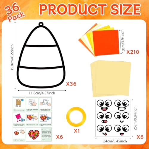36Pcs Halloween Suncatchers Craft for Kids DIY Candy Corn Tissue Paper ...