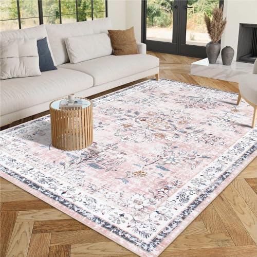 Amazon.com: Lahome Pink Boho Area Rug, 5x7 Light Pink Rugs for Bedroom ...