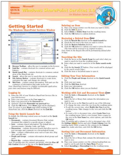 Microsoft Windows SharePoint Services 3.0 Quick Source Reference Guide ...