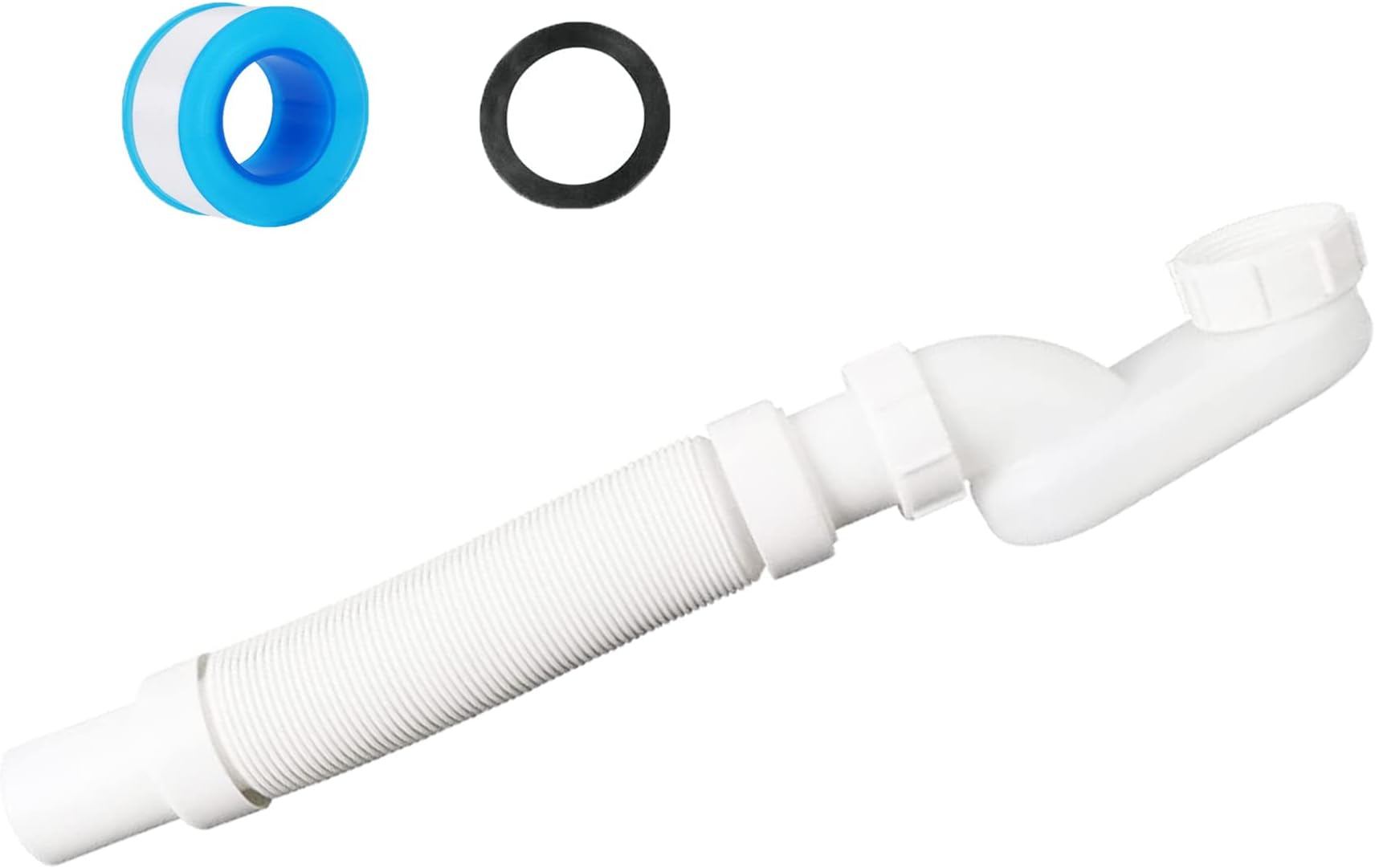 Flexible Freestanding Tub Drain Kit - Low Profile Flat P Trap for ...