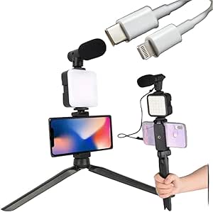 Amazon.com: White Isle Low Smartphone Vlogging kit, for Apple & Android, Includes USB-C & iPhone ...